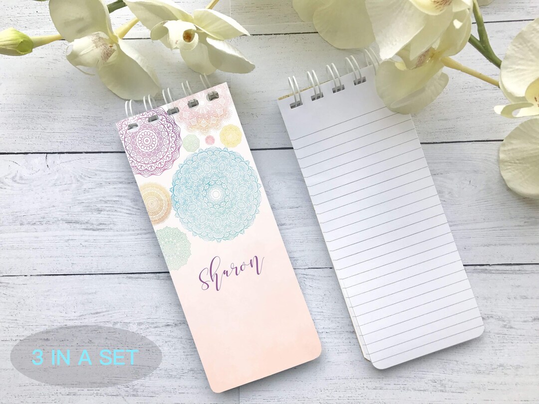 Watercolor Notepad, Mandala Notepad, Set of 3 Personalized Note Pads ...