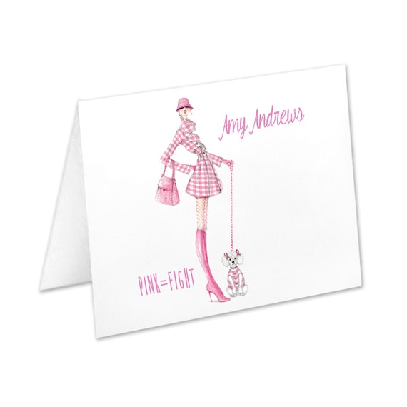 Breast Cancer Awareness Pink Ribbon Personalized Note Cards - Etsy