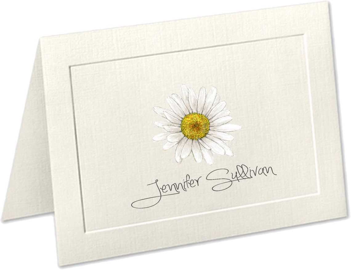 Daisy Stationery, Embossed Panel Personalized Stationery, Personalized ...