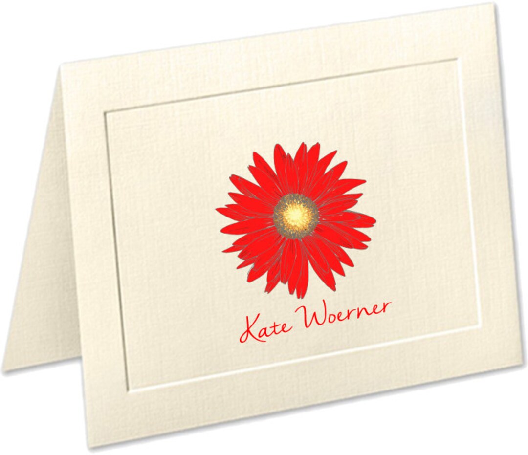 Gerber Daisy Stationery, Embossed Stationery, Personalized Note Cards ...