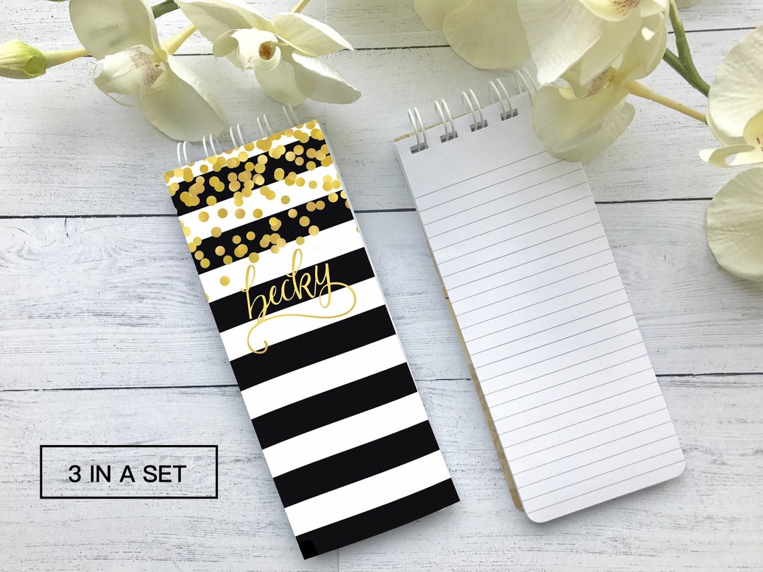 Trendy Notepad, Black and White Notepad, Set of 3 Personalized Note ...