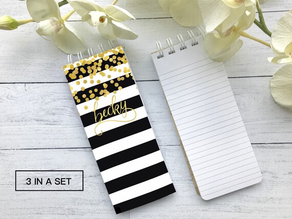 Trendy Notepad Black and White Notepad Set of 3 Personalized | Etsy