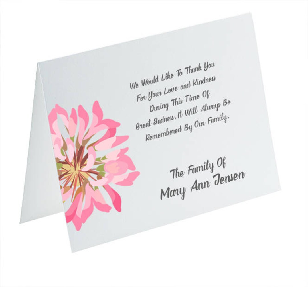Funeral Thank You Cards, Sympathy Acknowledgement Cards, Bereavement ...