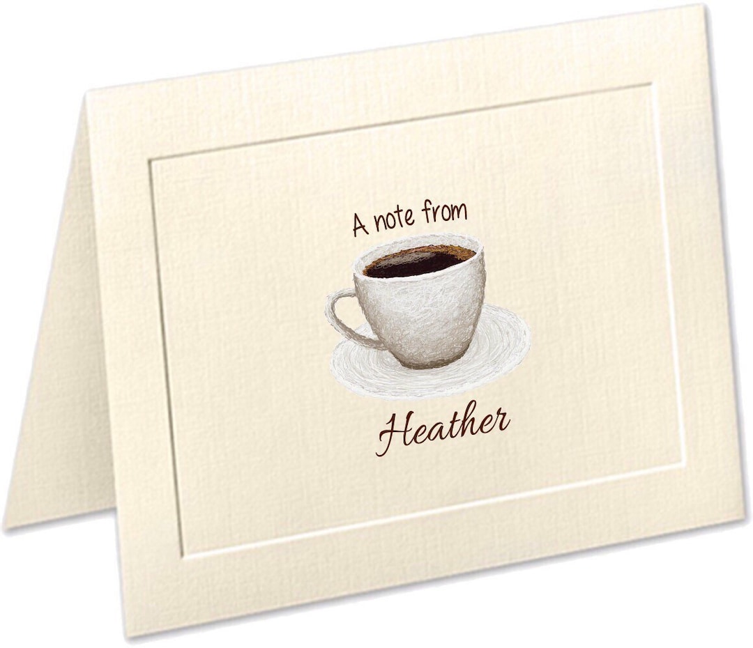 Coffee Lover Stationery, Coffee Cup Note Cards, Embossed Panel ...