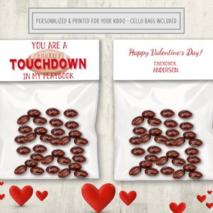 Football Valentines Day Cards, Personalized Bag Toppers, Valentines Bag ...
