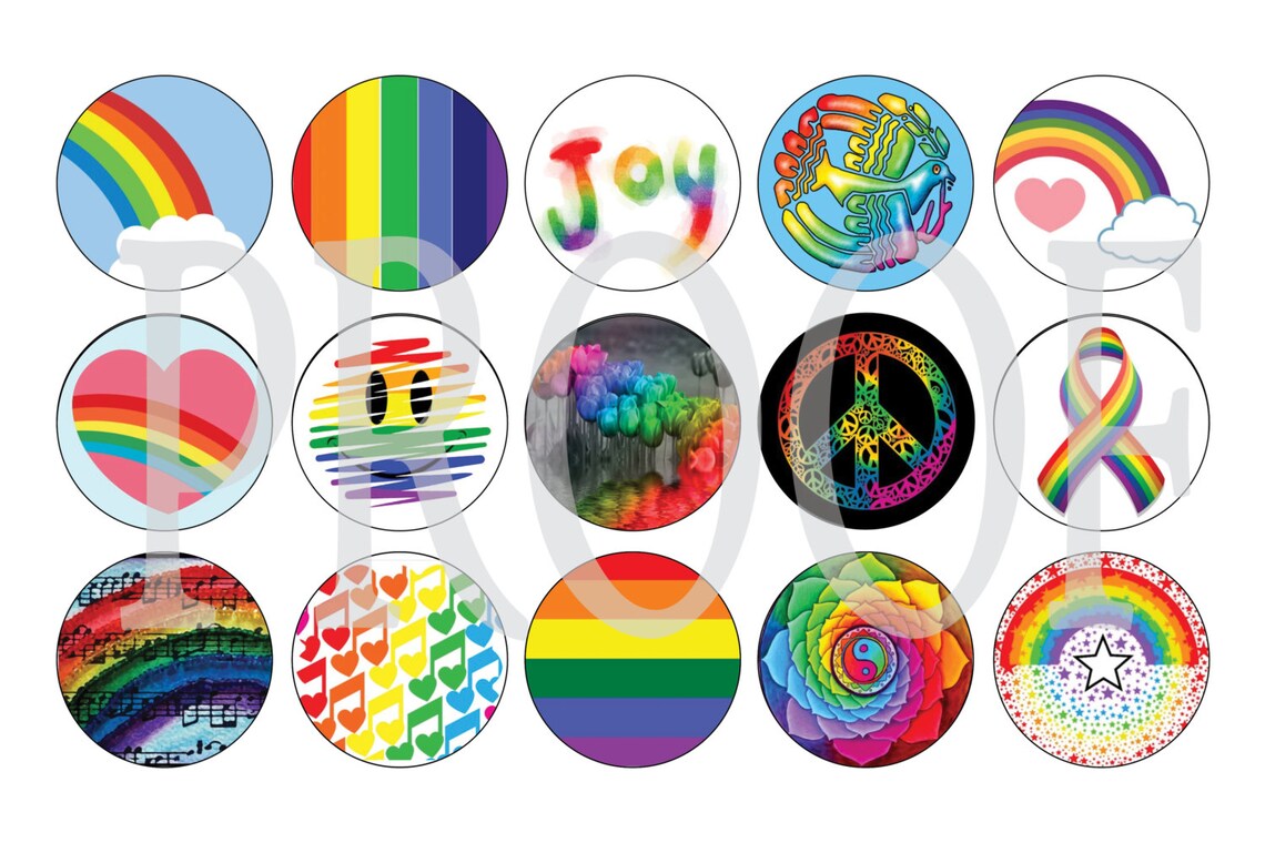 Digital Bottle Cap Image Sheet - Rainbow - 1 Inch Digital Collage ...