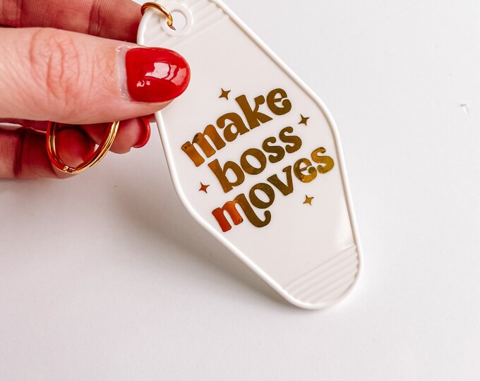 Retro Motel Keychain Make Boss Moves Key Ring Small Business Owner Gift ...