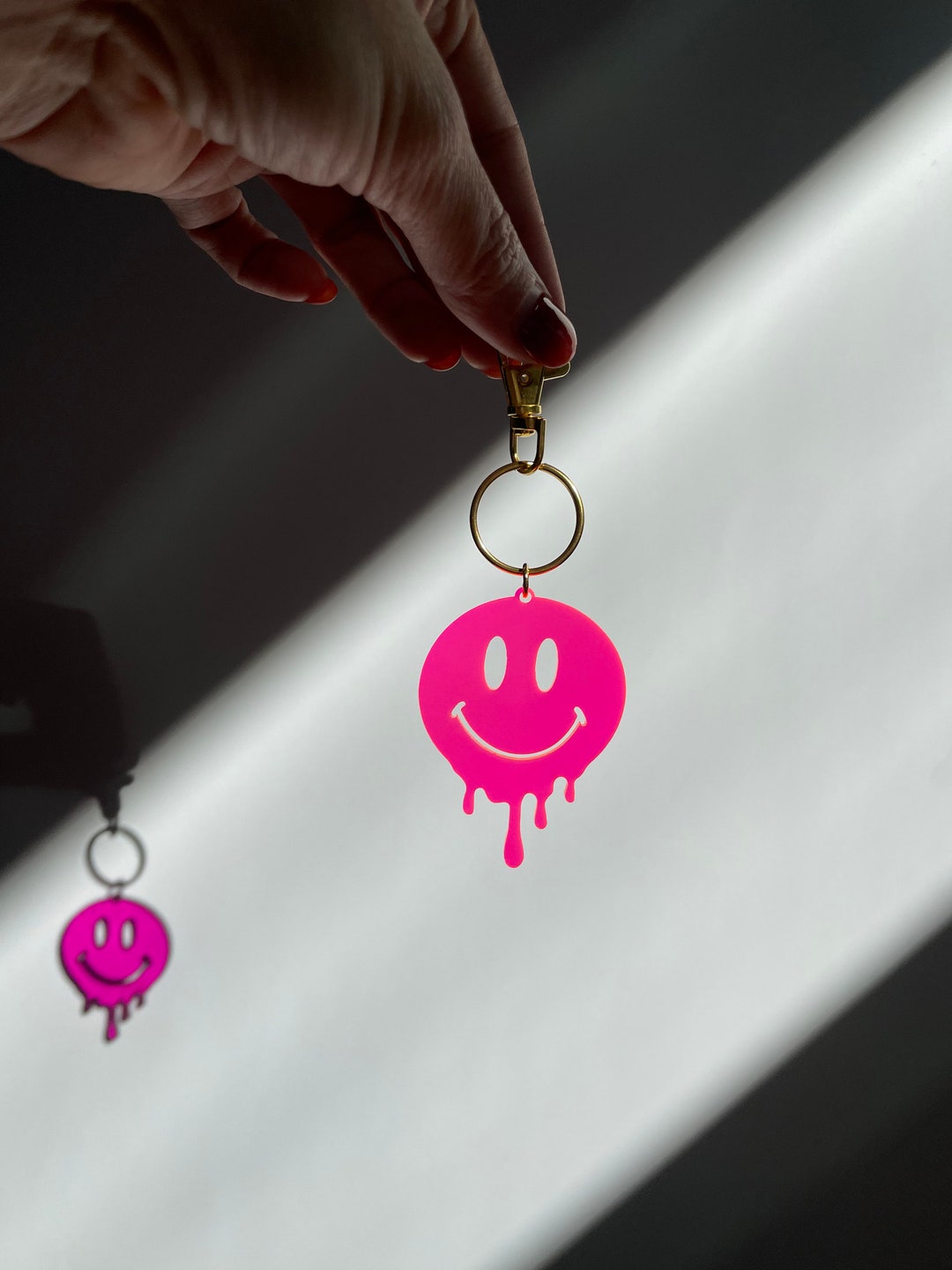 Smile Face Keychain Gifts for BFF Neon Accessories Happy - Etsy