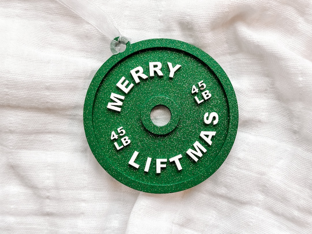 Green Merry Liftmas Weight Ornament Gym Gift Weightlifting Ornament ...