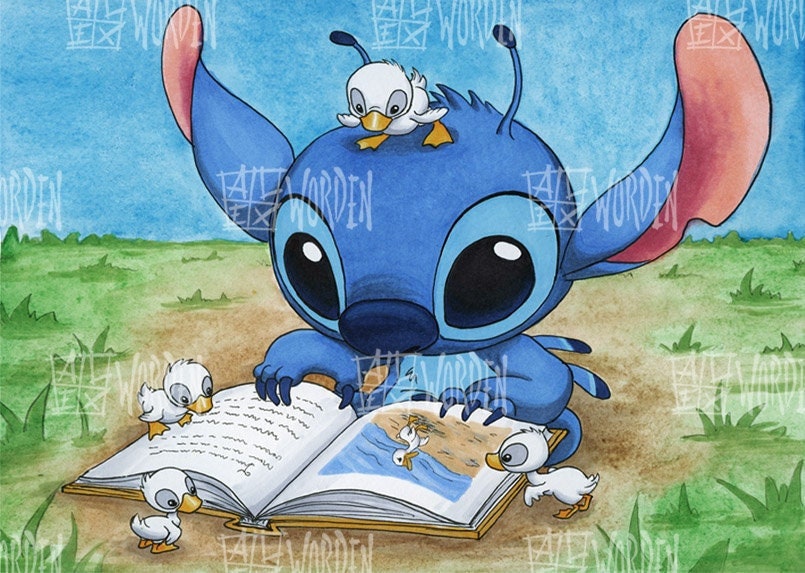 Stitch Leyendo el Patito Feo - Etsy España