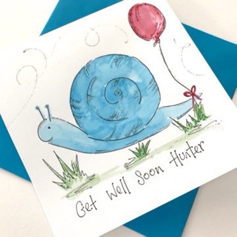 Sparkly Snail Card Personalised FREE Birthday Get Well or - Etsy
