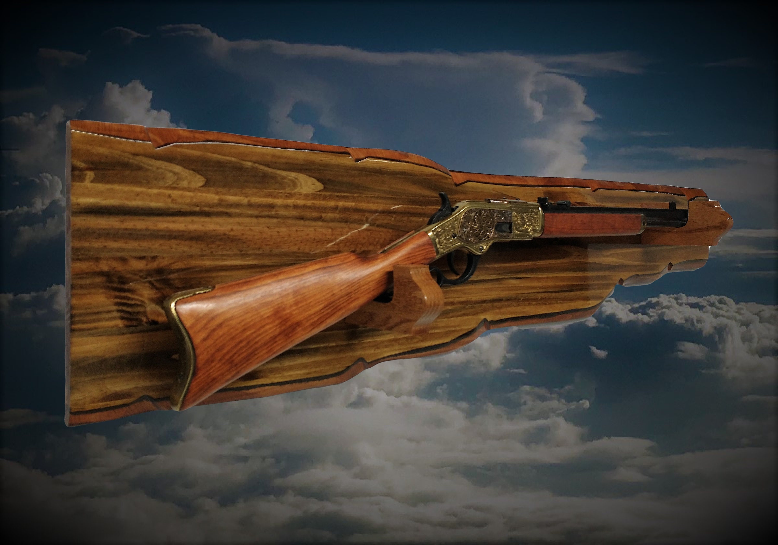 Rustic Wood Gun Rack Wall Mount Lever Action Rifle Display | Etsy