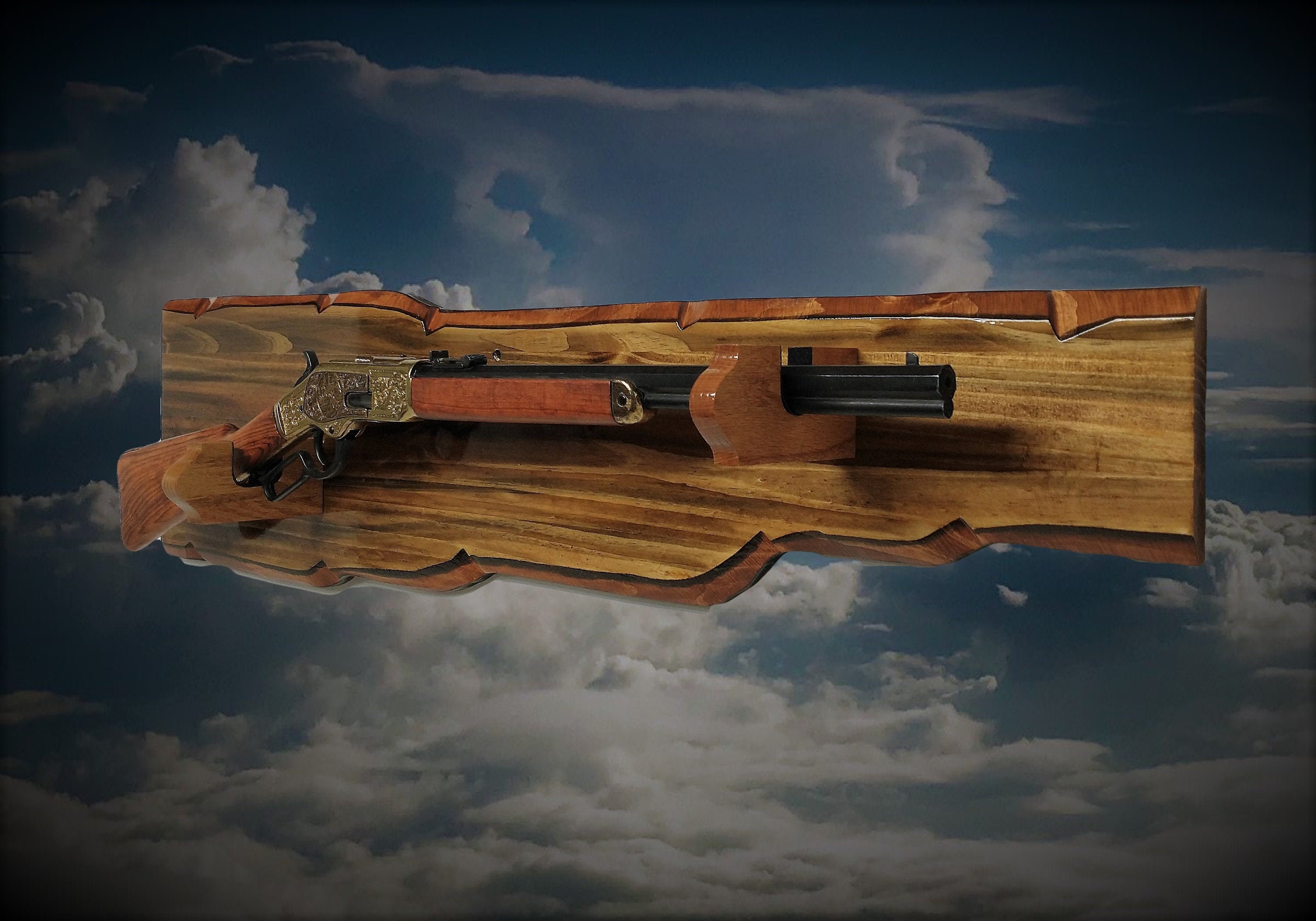 Rustic Wood Gun Rack Wall Mount Lever Action Rifle Display | Etsy