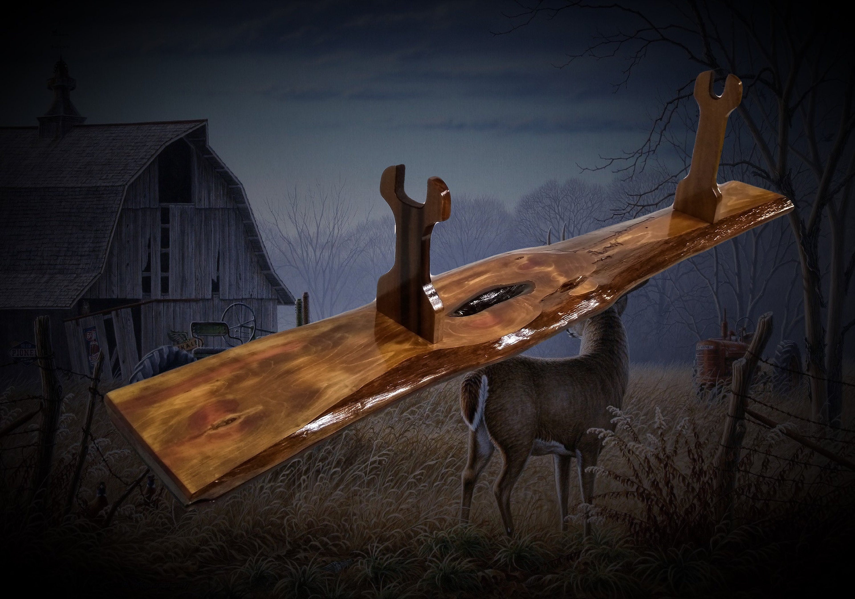 Rustic Gun Rack Stand Live Edge Cedar Rifle Shotgun Display Mantel ...