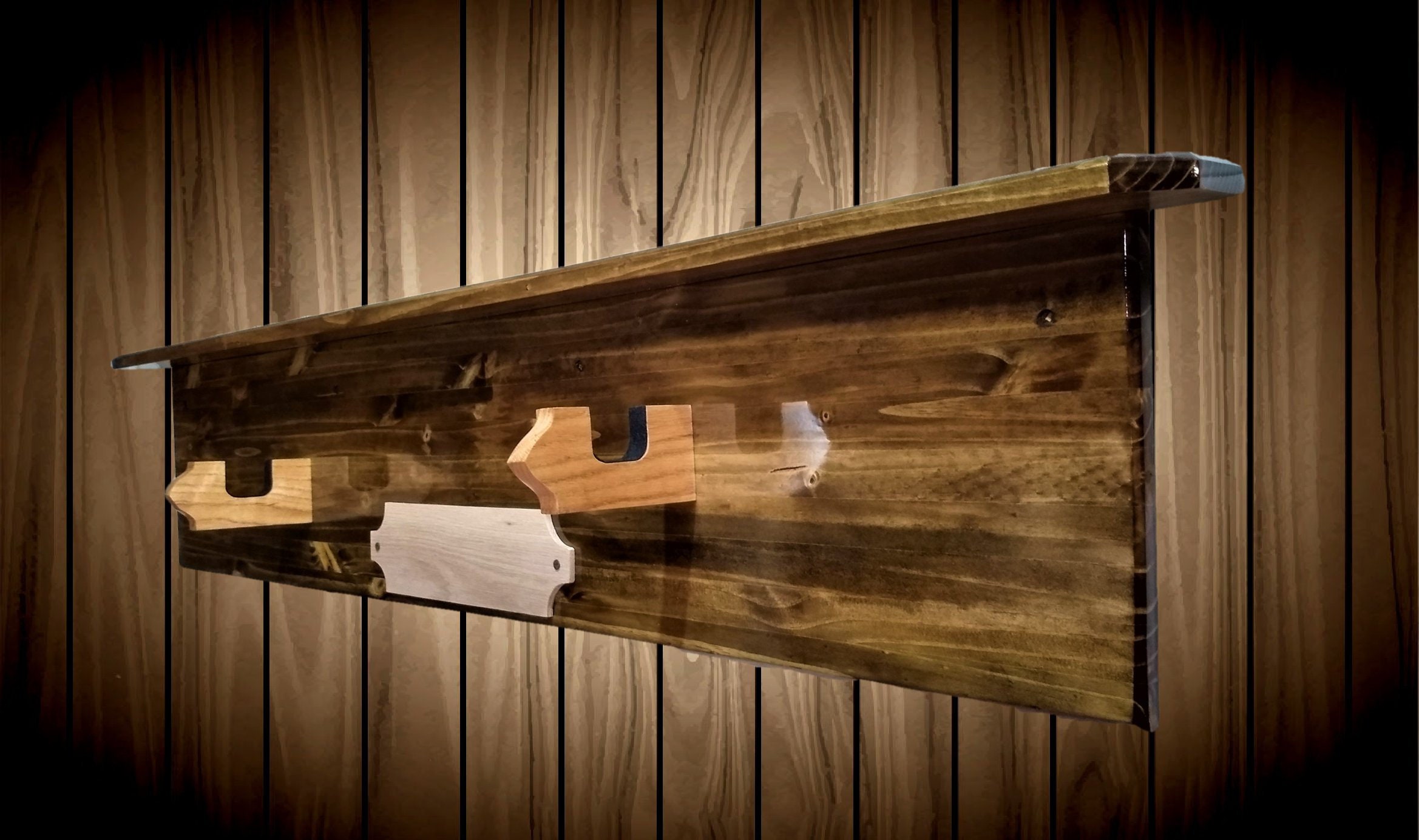 Personalized Gun Rack, Traditional Wood Wall Display with Shelf, (Your ...