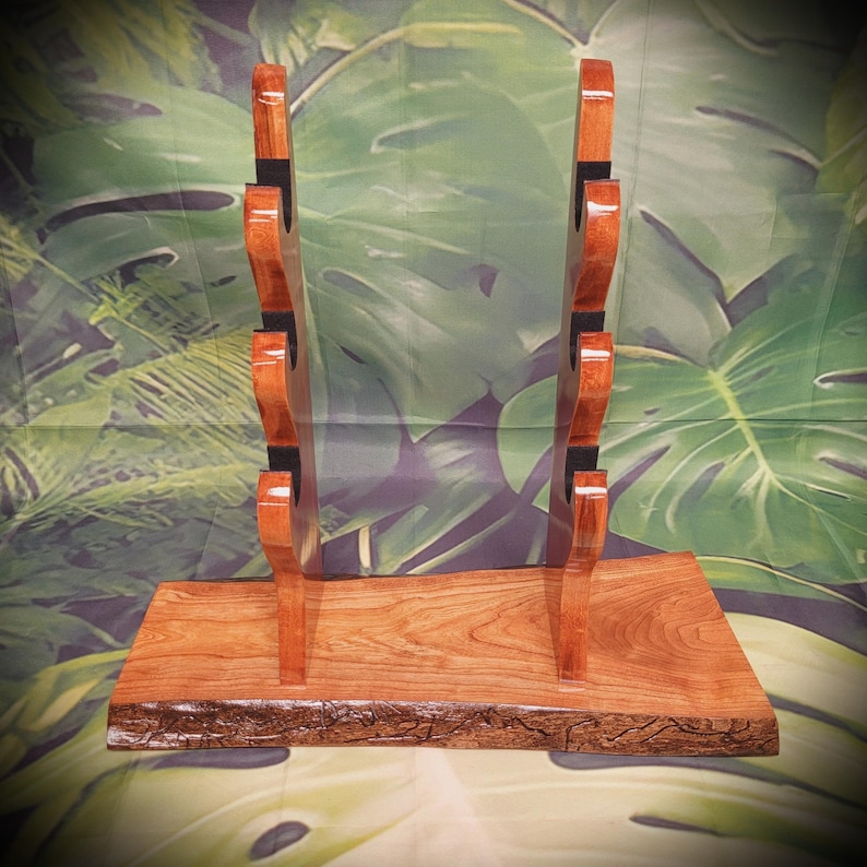 Live Edge Rustic 3 Tier Cherry Samurai Katana Display Stand Collector ...