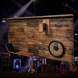 Unique Acoustical Guitar Wall Shelf Clock Display Music Autographed ...