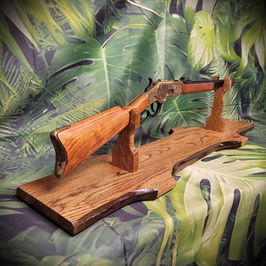 Rustic Faux Live Edge Oak Lever Action Rifle Stand Display Mantel ...