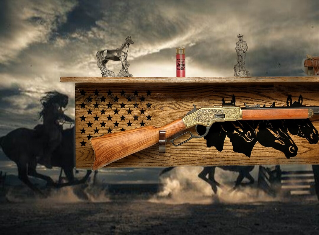 Tradition Lever Action Shelf Rifle Gun Display, 50 Black Star, Horses ...