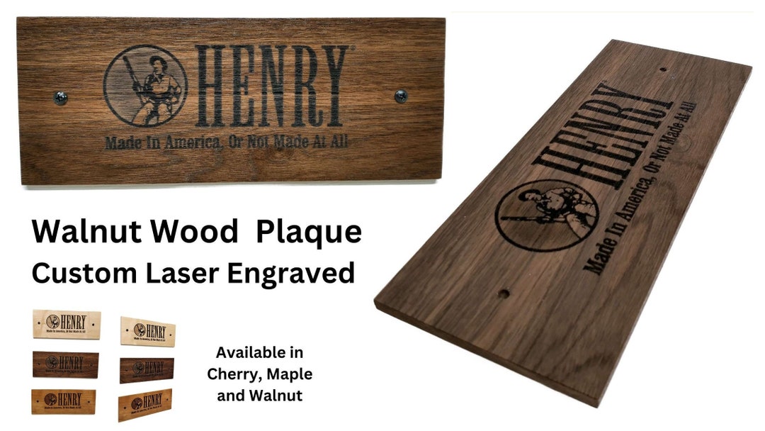 Henry Gun Rifle Plaque Pyrography Wood Burned Rustic Walnut Ranch ...