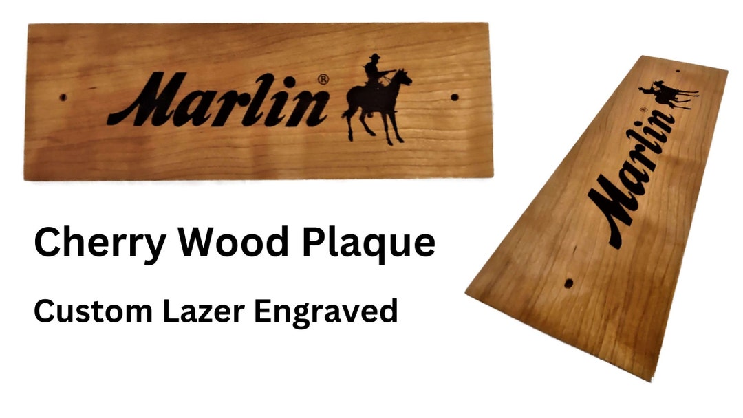 Rustic Cherry Marlin Gun Rifle Plaque Pyrography Wood Burned Ranch ...