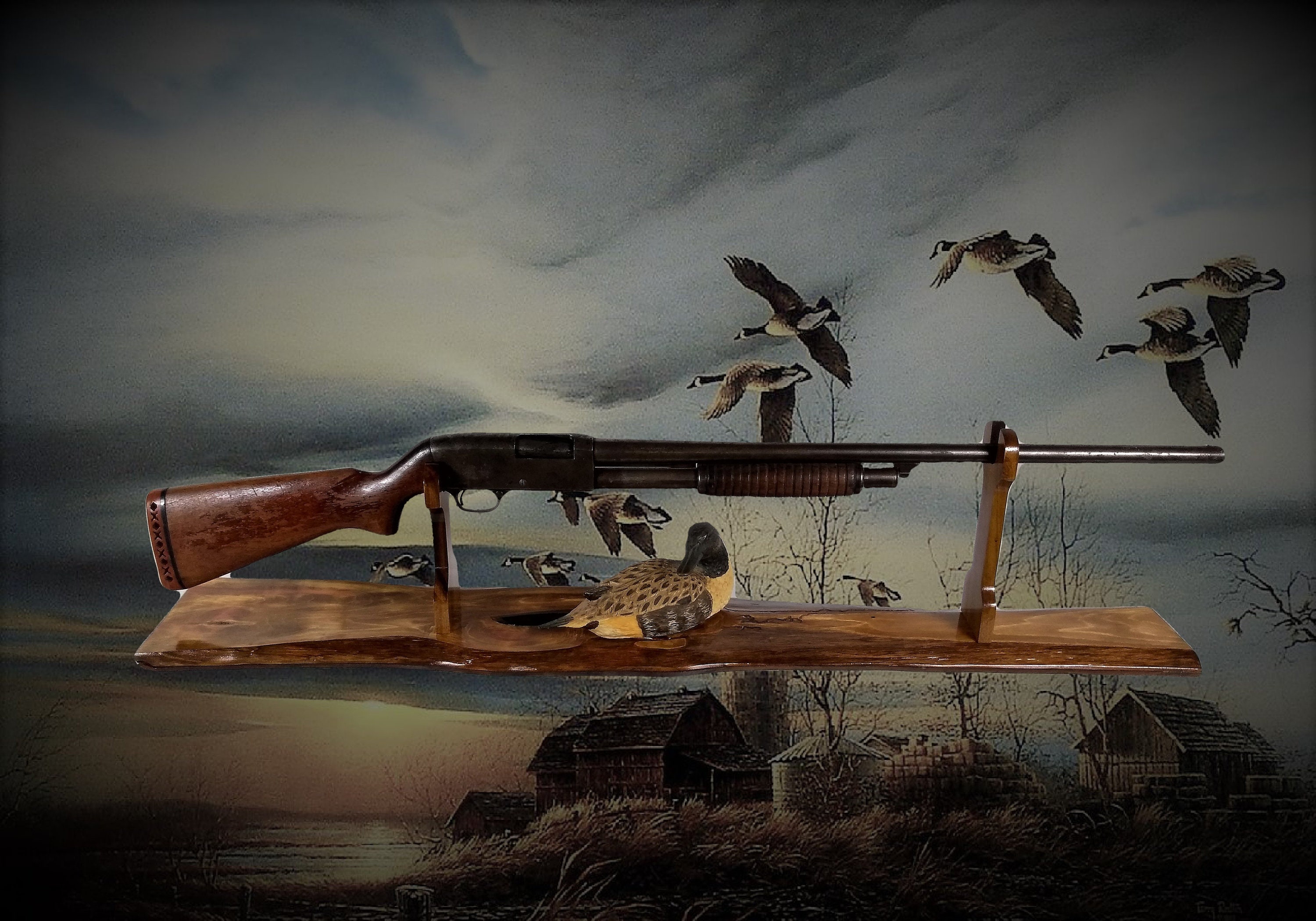 Rustic Gun Rack Stand Live Edge Cedar Rifle Shotgun Display Mantel ...