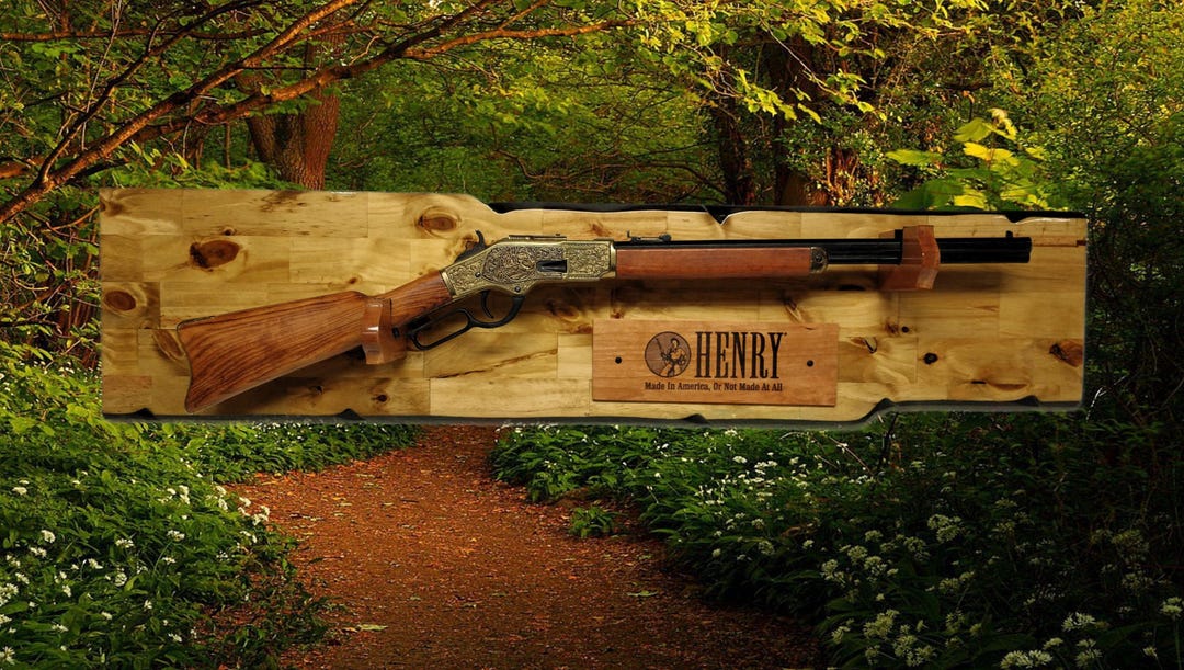 Rustic Lever Action Henry Gun Rack Display for Rifles, Knotty Pine ...