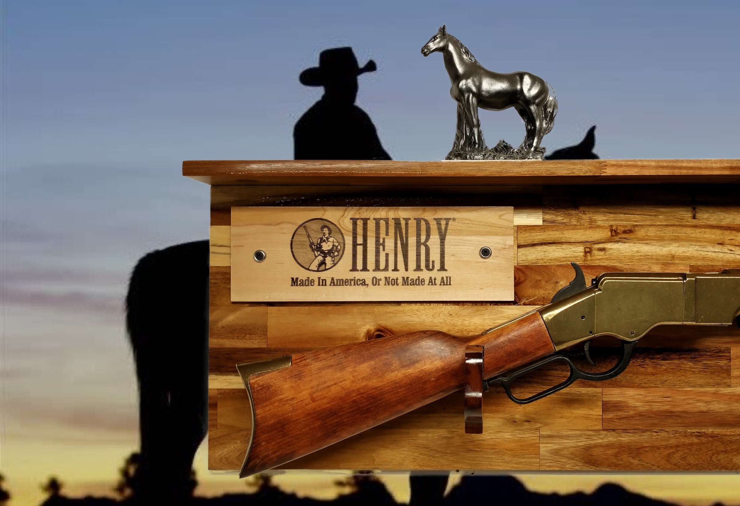 Traditional Henry Lever Action Rifle Display W/Shelf Wall Display ...