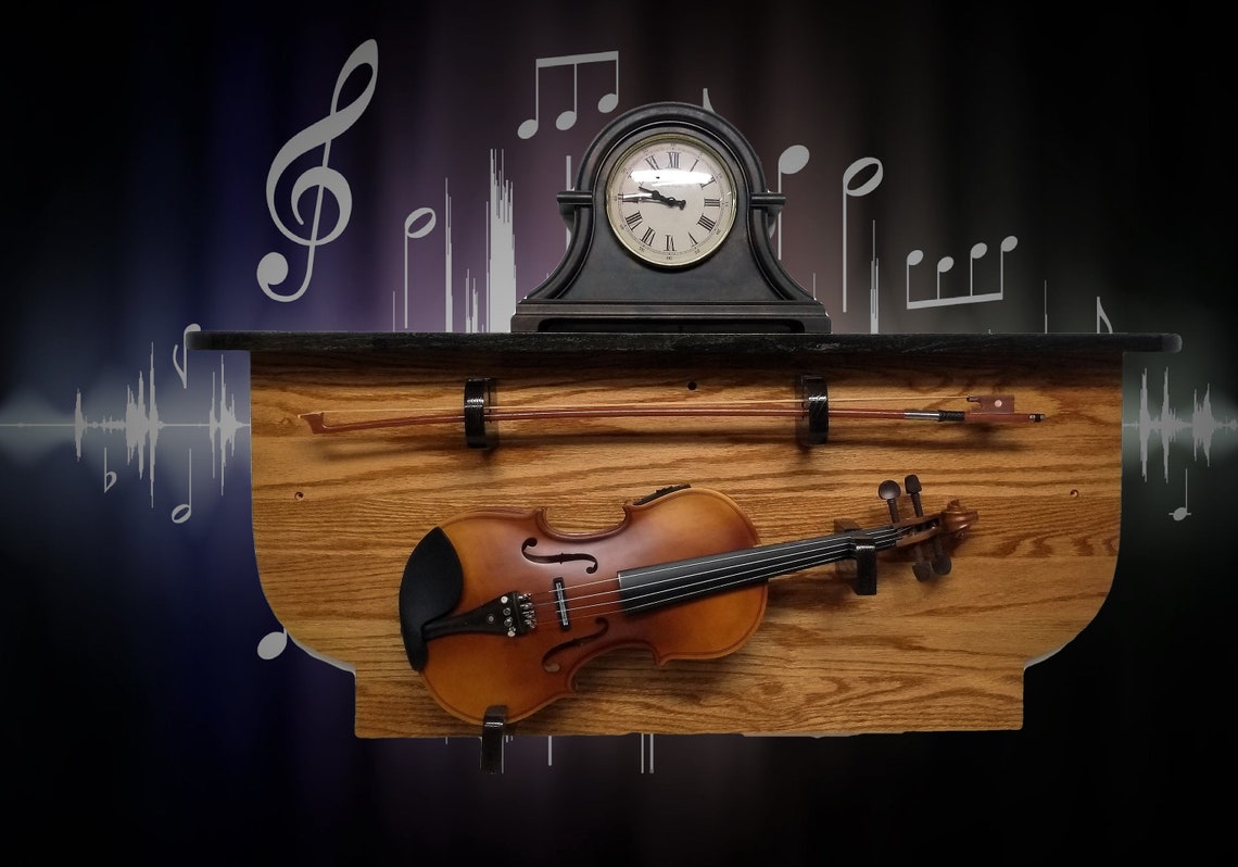 Solid Oak Violin Display Rack with Black Oak Shelf Unique | Etsy