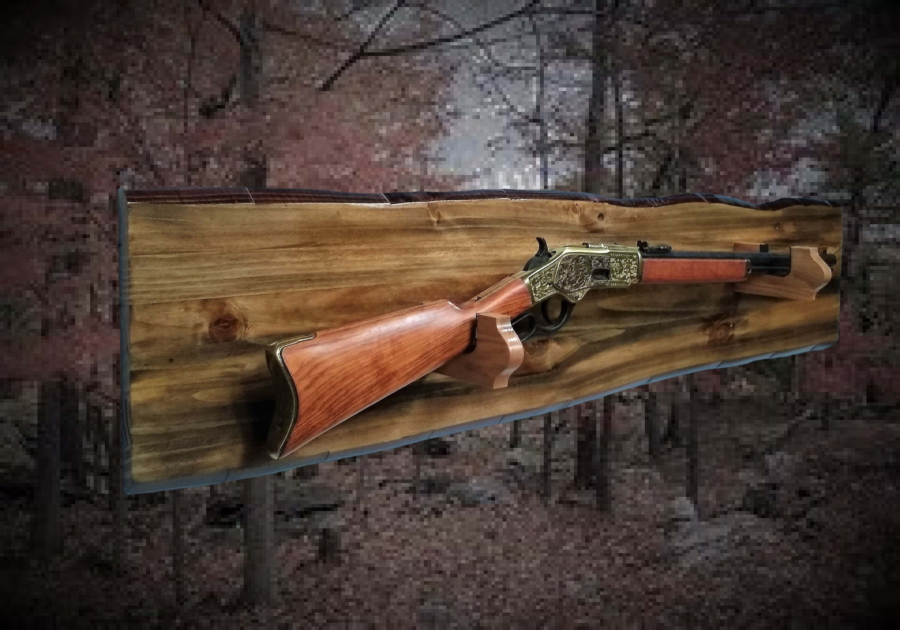 Rustic Imitation Knotty Pine Live Edge Gun Rack Rifle Shotgun Display ...