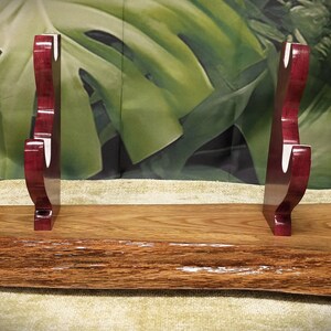 Live Edge Rustic 2 Tier Oak Purple Heart Display Stand Samurai Military ...