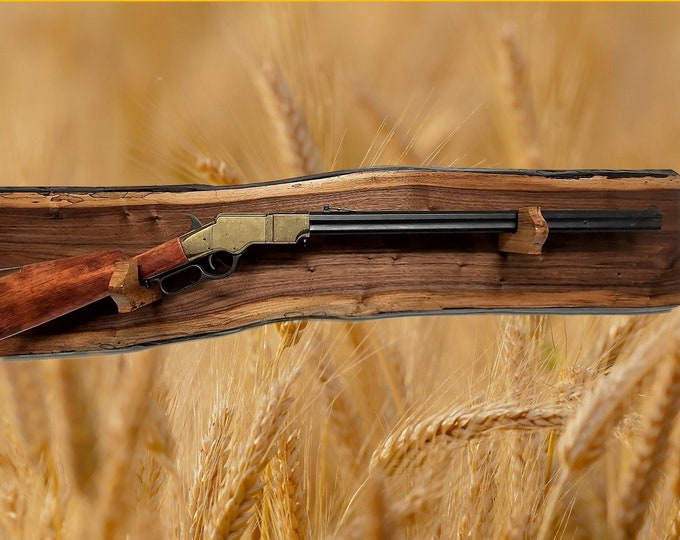 Rustic Live Edge Walnut Gun Rack Designed for Lever Action Rifle Wall ...