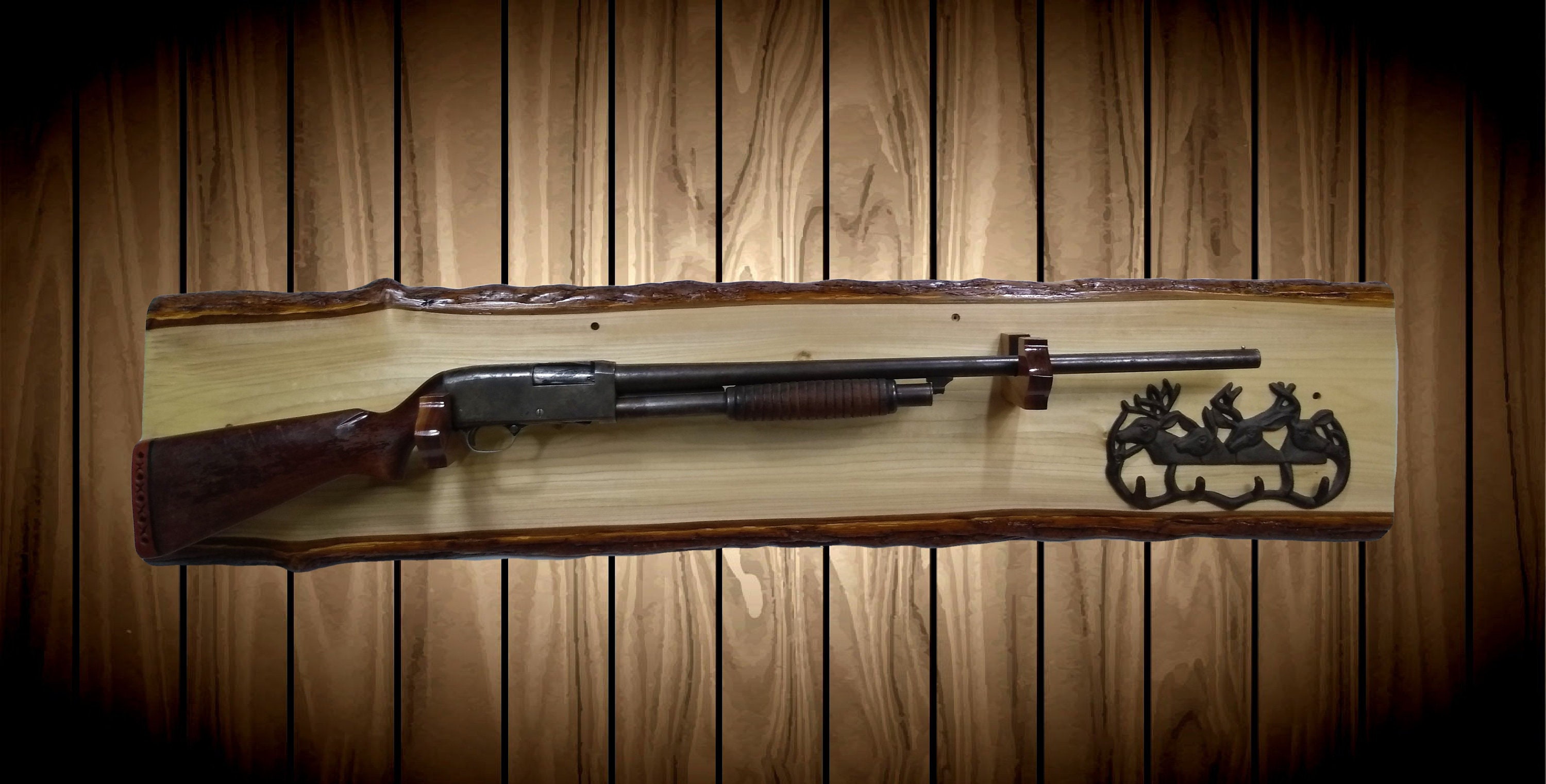 Live Edge Wood Gun Rack, Natural and Rustic, Cabin, Hunting, Lodge ...