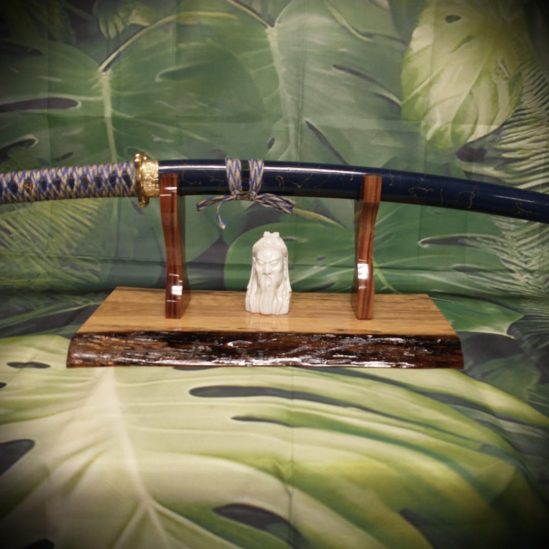 Live Edge Swamp Oak & Rosewood Sword Stand: Rustic Display - Etsy