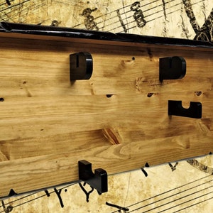 RUSTIC VIOLIN FIDDLE Wall Display With Shelf, Knotty Pine Black Hangers ...