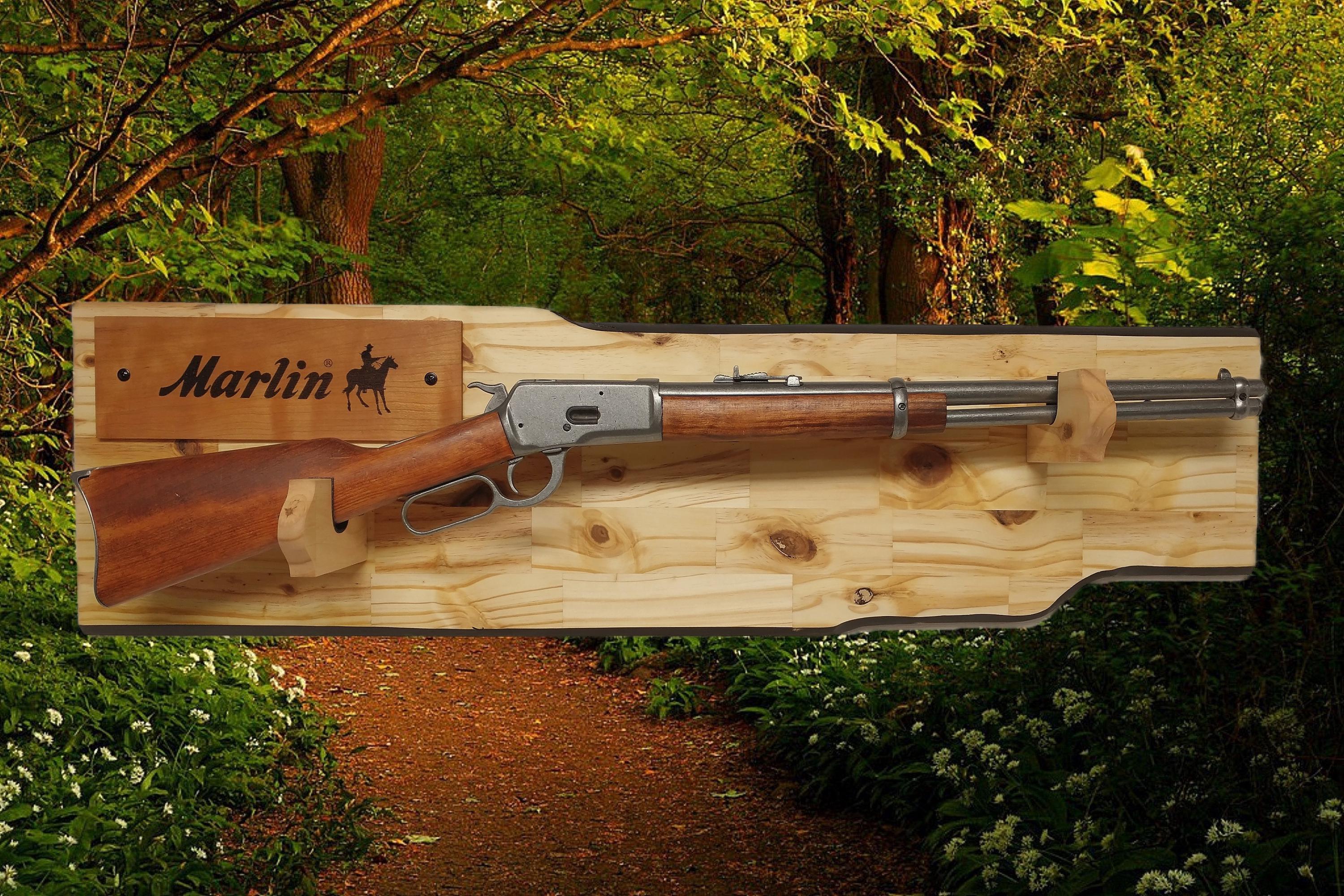 Traditional Lever Action Marlin Rifle Display Cabin Knotty Pine Gun ...