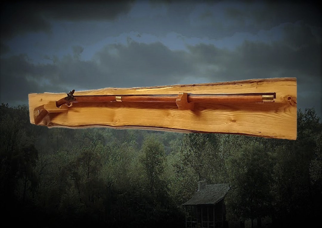 Rustic Live Edge Swamp Oak Musket Display Natural Knotty Grained Warm ...
