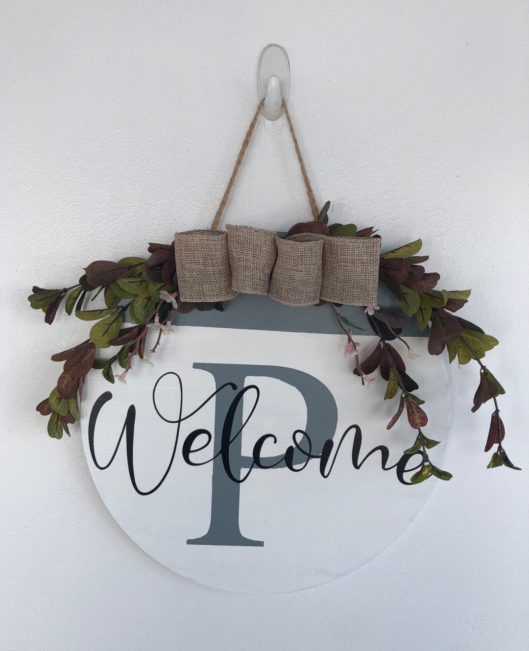 Custom Made Door Wreath Welcome Sign With Initial - Great as a ...