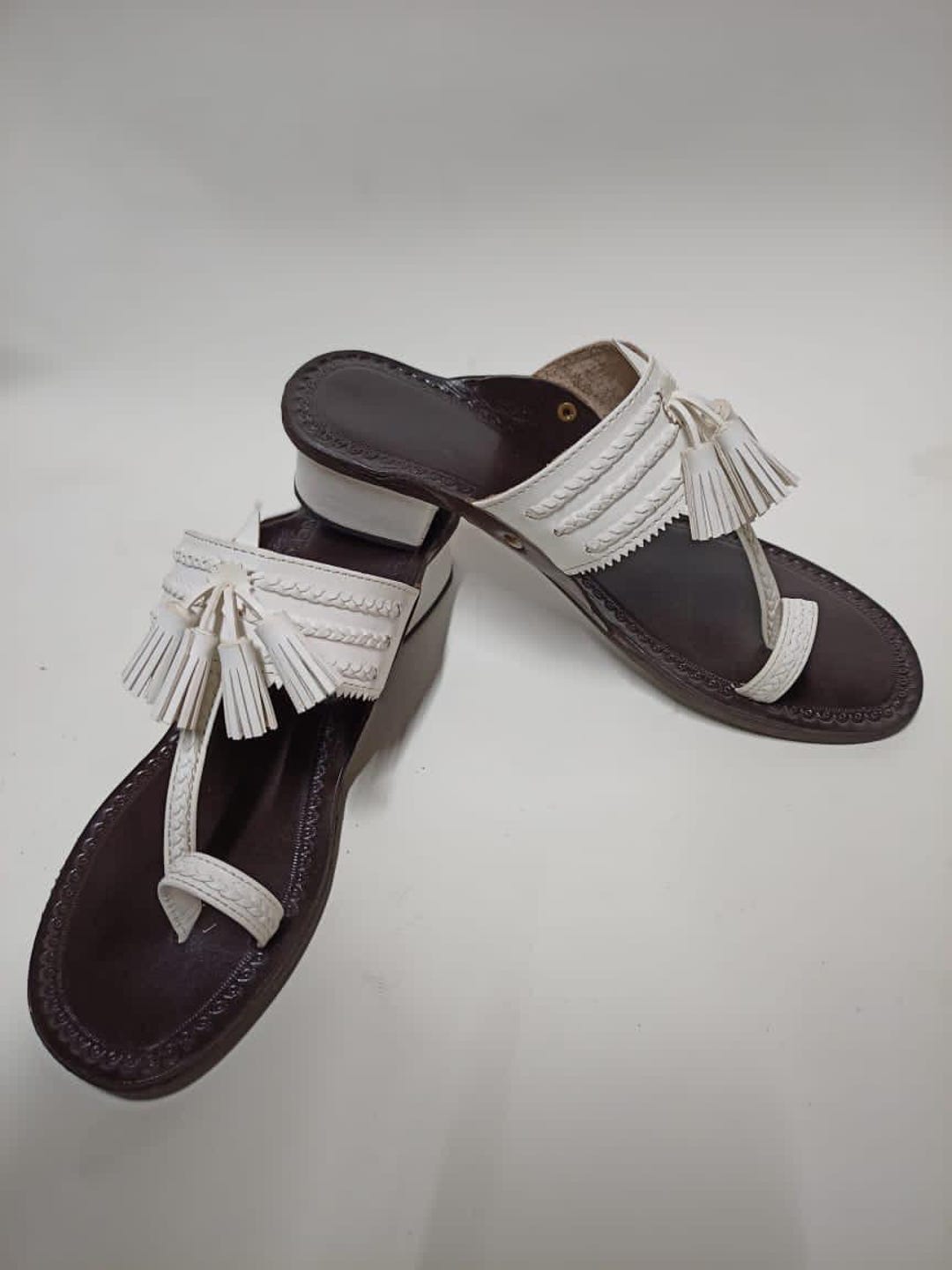 White Sandals, White Kolhapuri, White Block Heels, White T-strap ...
