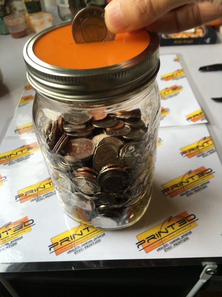 Mason Jar Coin Slot Lid Donation Jarcoin Bankpiggy | Etsy