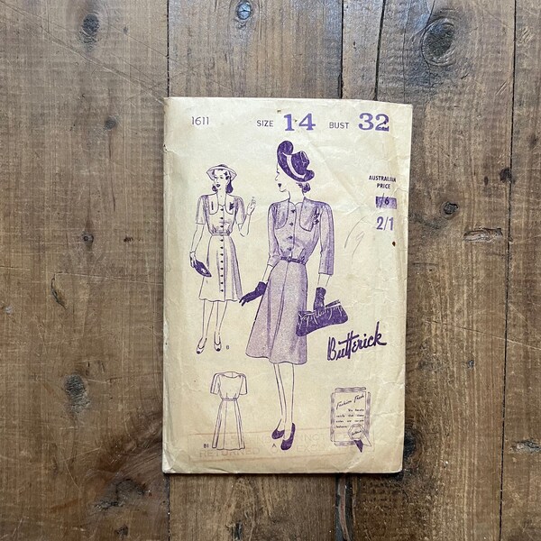 1945 Dress Pattern - Etsy