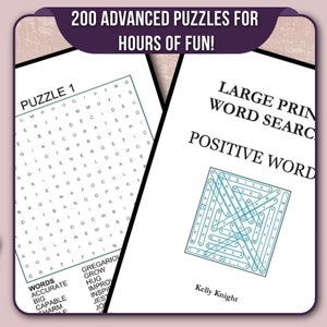 Large Print Positive Words Word Search Puzzle Book - Etsy