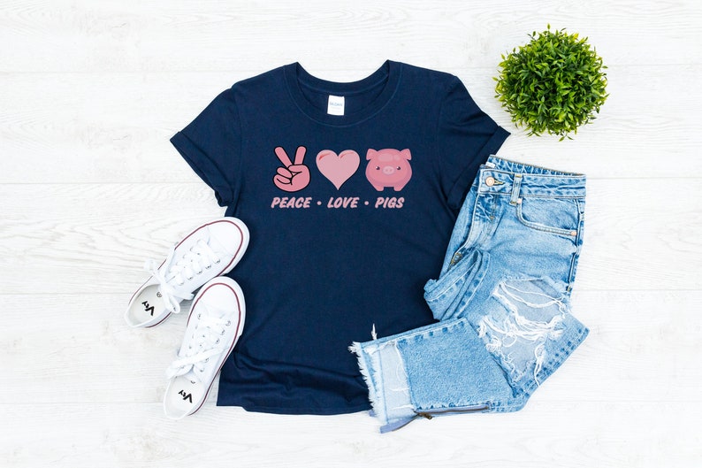 Peace Love Pigs Shirt Cute Pink Pig Shirt Vegan Pig Shirt | Etsy