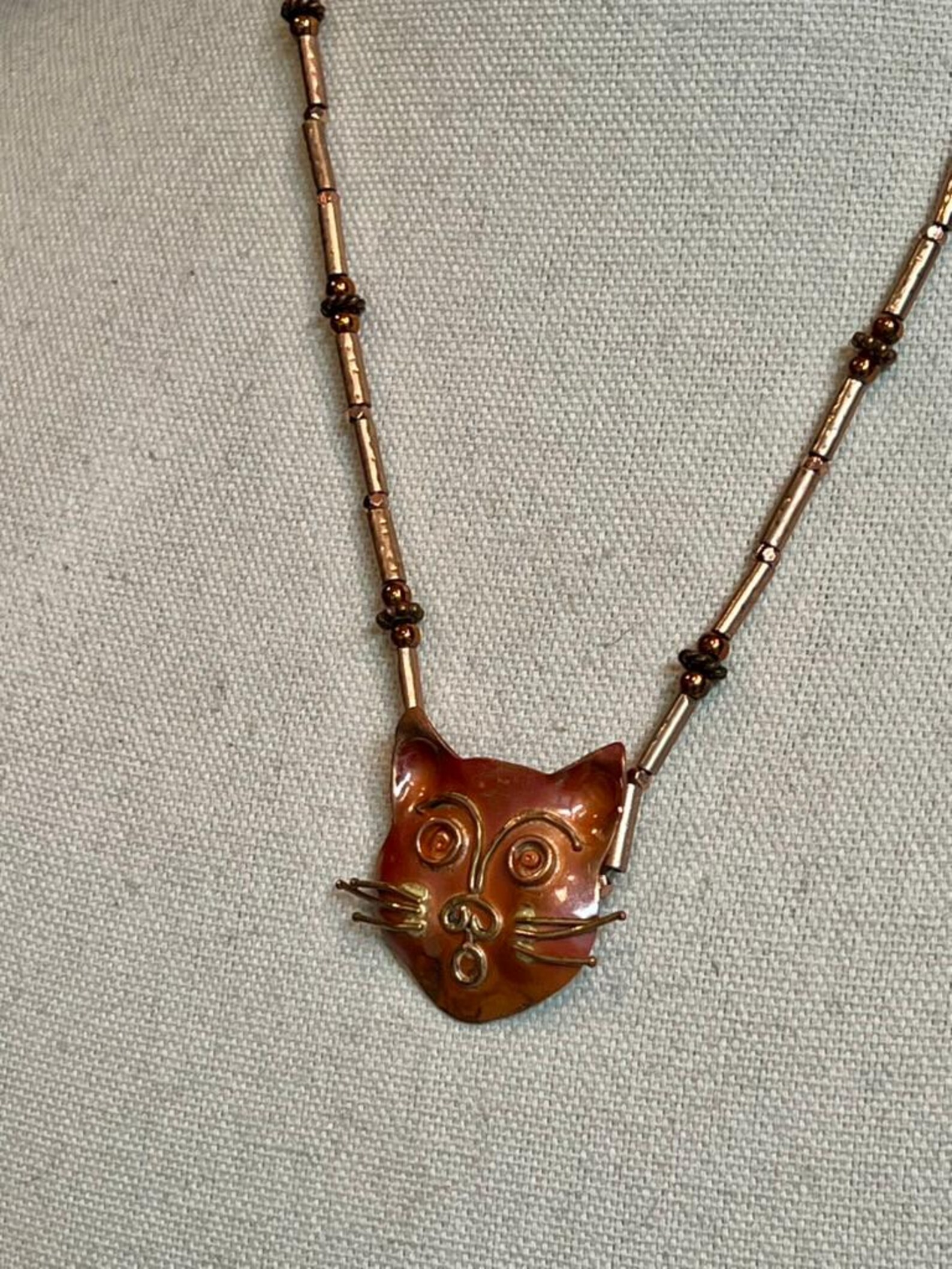 Whimsical Fun Copper Cat Face Pendant ( Created by Patricia Healey ) on ...