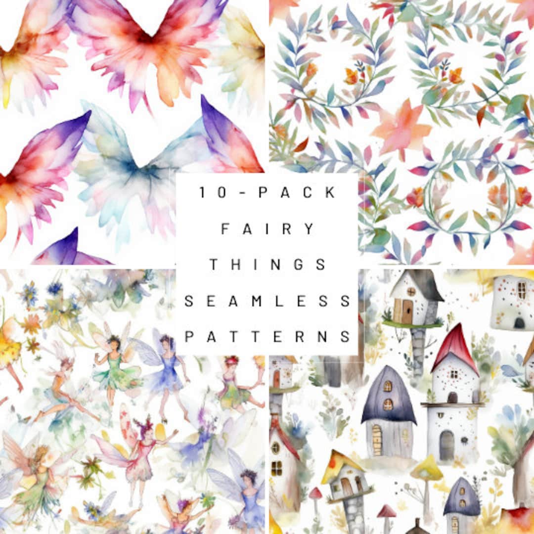 10 Pack Fairy, Fae, and Forest Seamless Patterns, Clipart, Wallpaper ...
