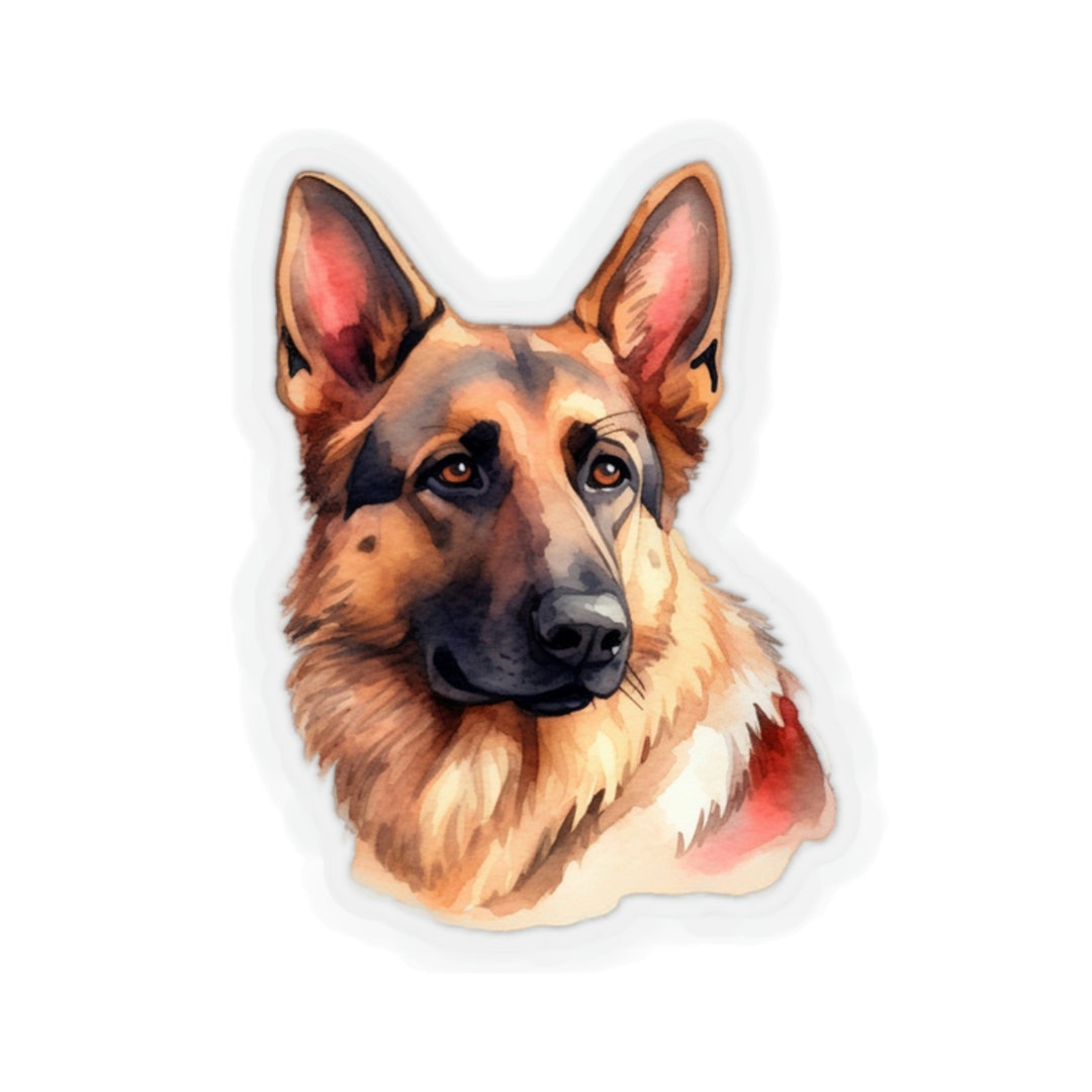German Shepherd Dog Watercolor Kiss-cut Stickers, GSD Stickers, German ...
