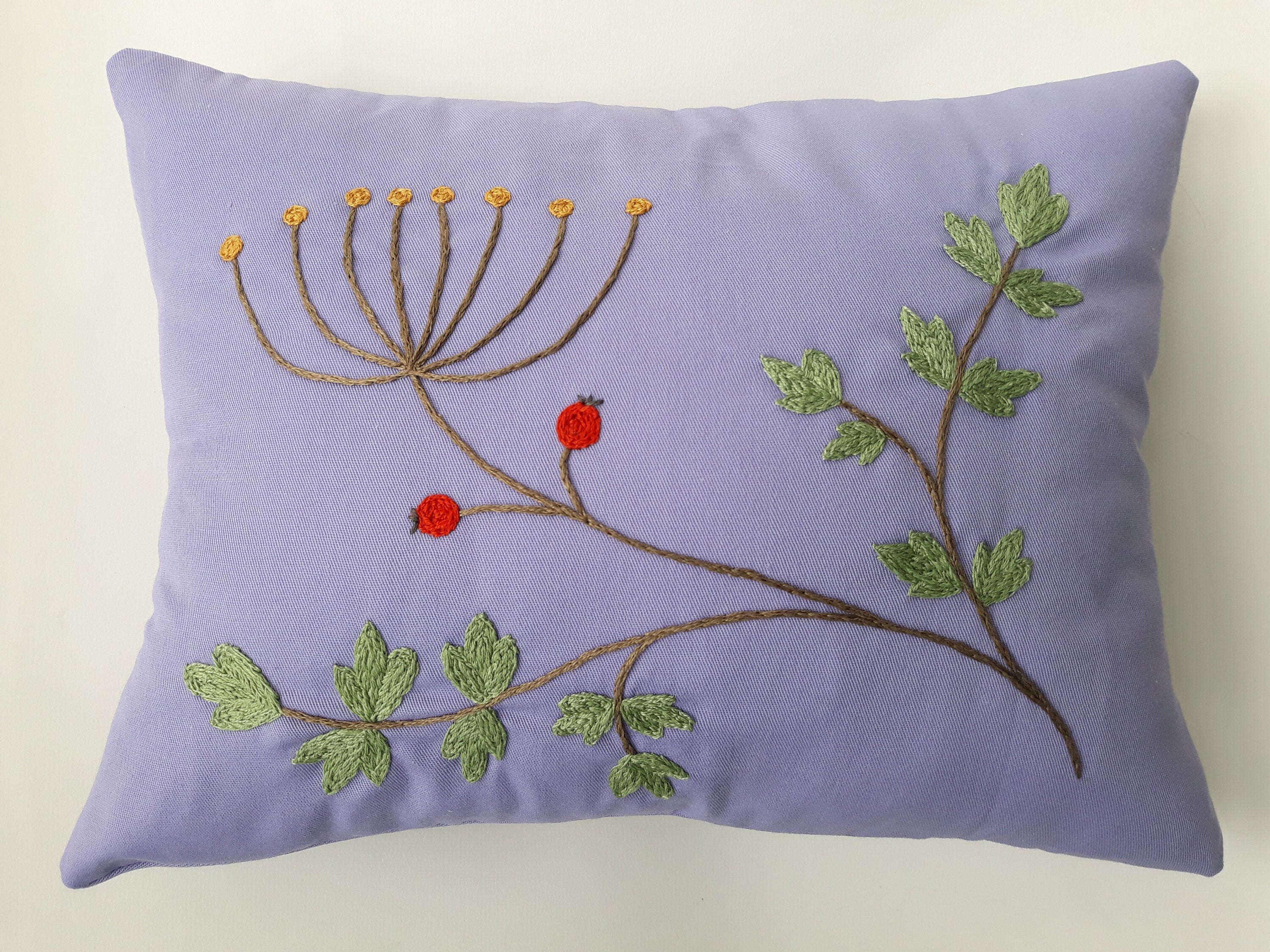 Hand Embroidered Floral Cushion. - Etsy UK