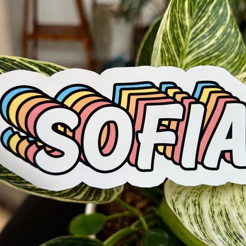 Custom Name Sticker: Colorful Funky Pastel Personalized - Etsy