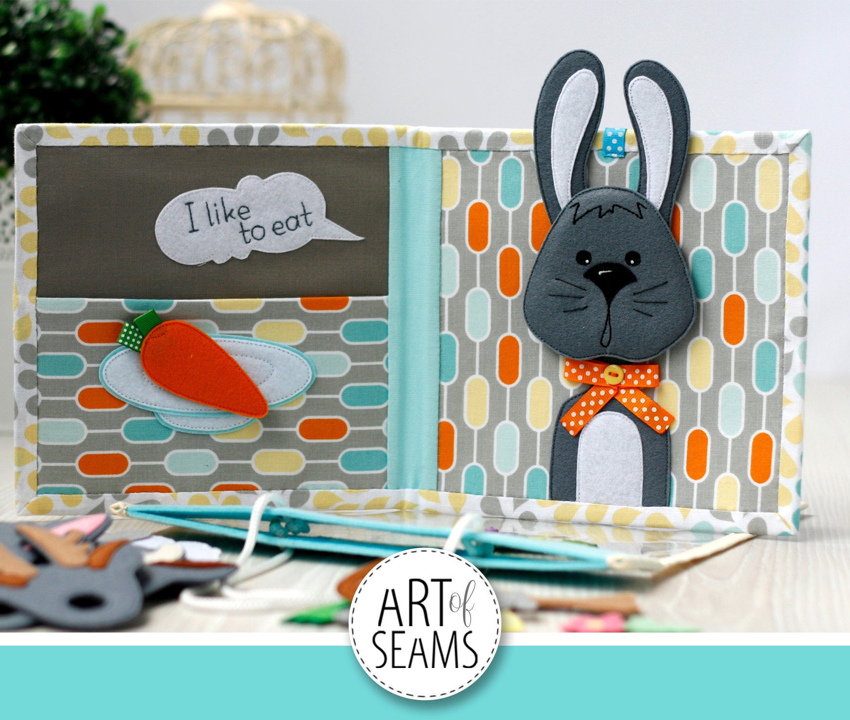 Quiet Book Patterns, PDF Pattern, Animal Story: Rabbit, Bunny, Cat, Dog ...