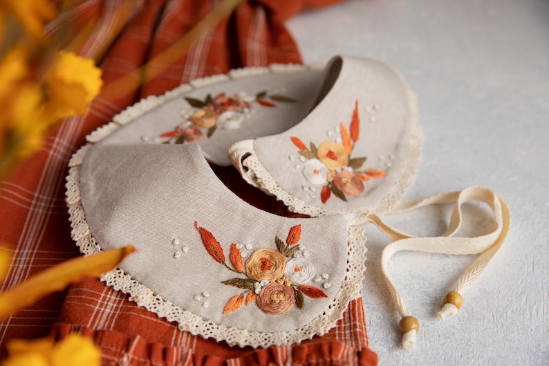 Personalize Removable Collar, Detachable Linen Collar, Embroidered ...